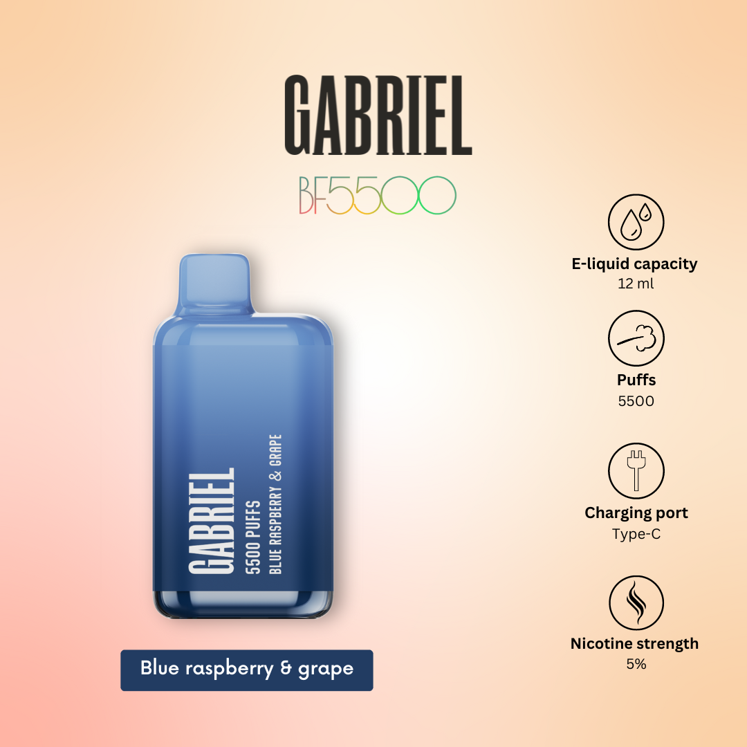 BLUE RASPBERRY GRAPE - GABRIEL DISPOSABLE 5500 PUFFS – Galaxy Vapers