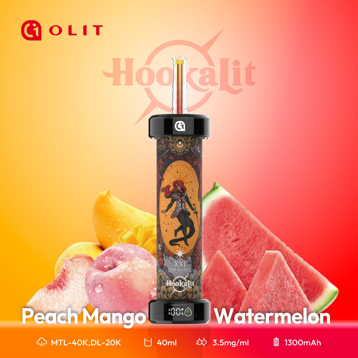 HOOKALIT DISPOSABLE 40K PUFFS - PEACH MANGO WATERMELON – Galaxy Vapers